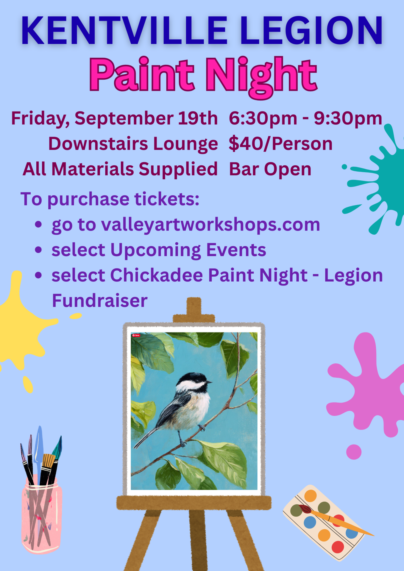 Paint Night at Royal Canadian Legion, Kentville (September 19, 2025 6:30pm)