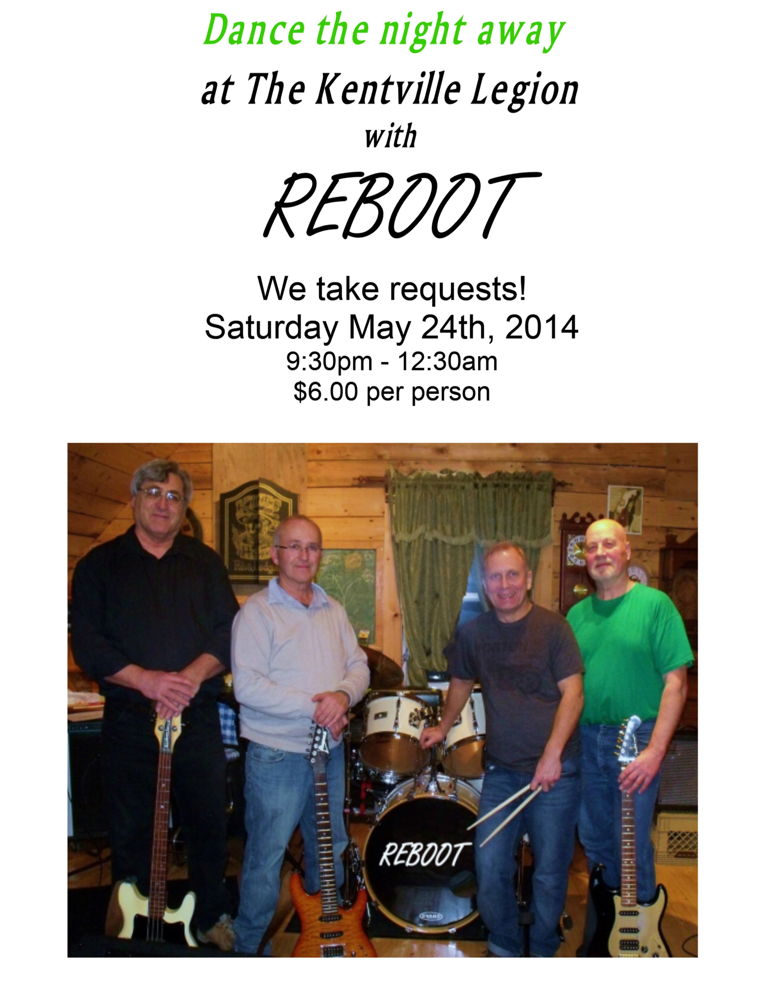 Reboot Band at Royal Canadian Legion, Kentville (May 24, 2014 9:30pm)