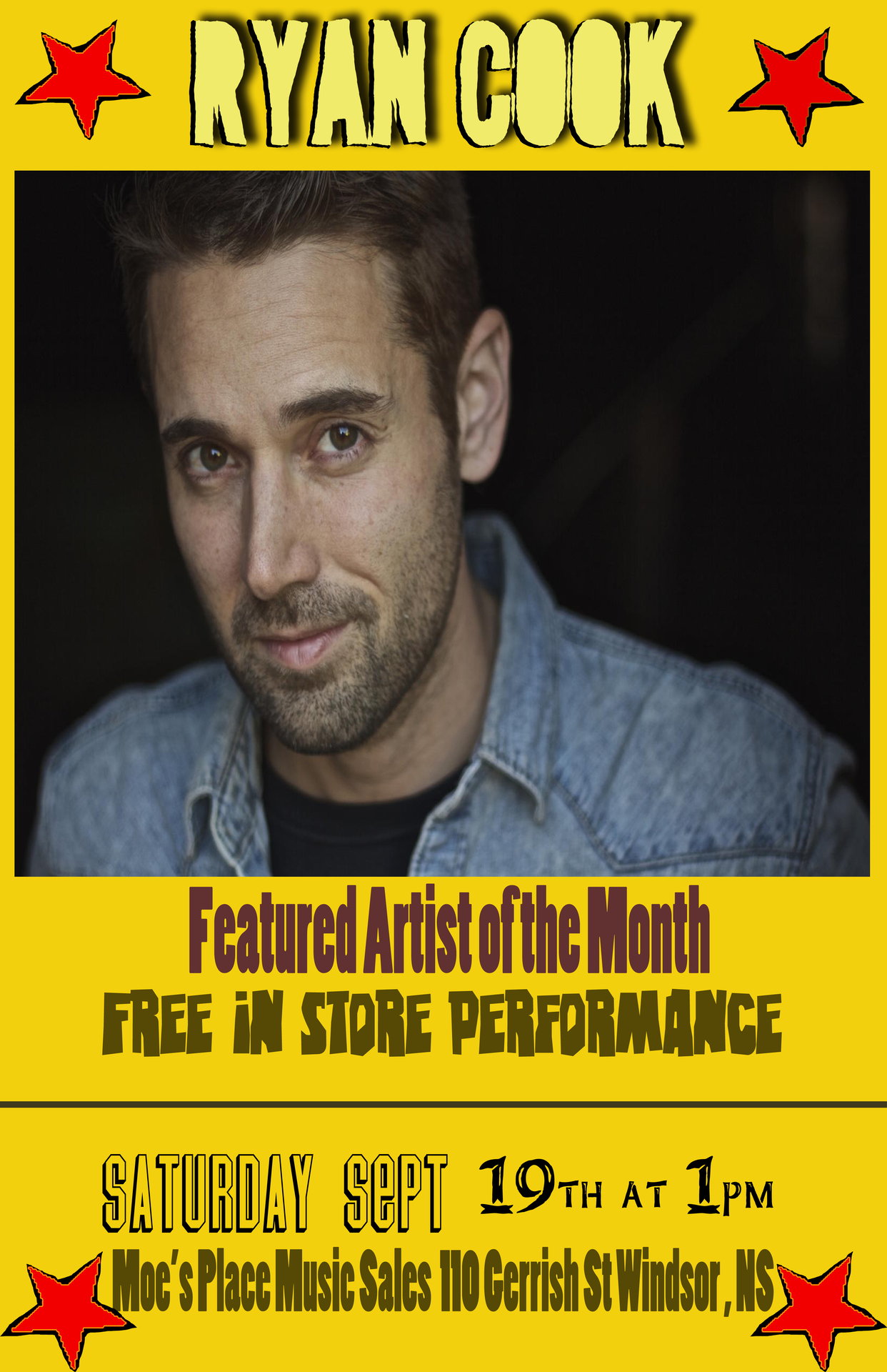 Ryan Cook at Moe's Music School, Windsor (September 19, 2015 1pm)