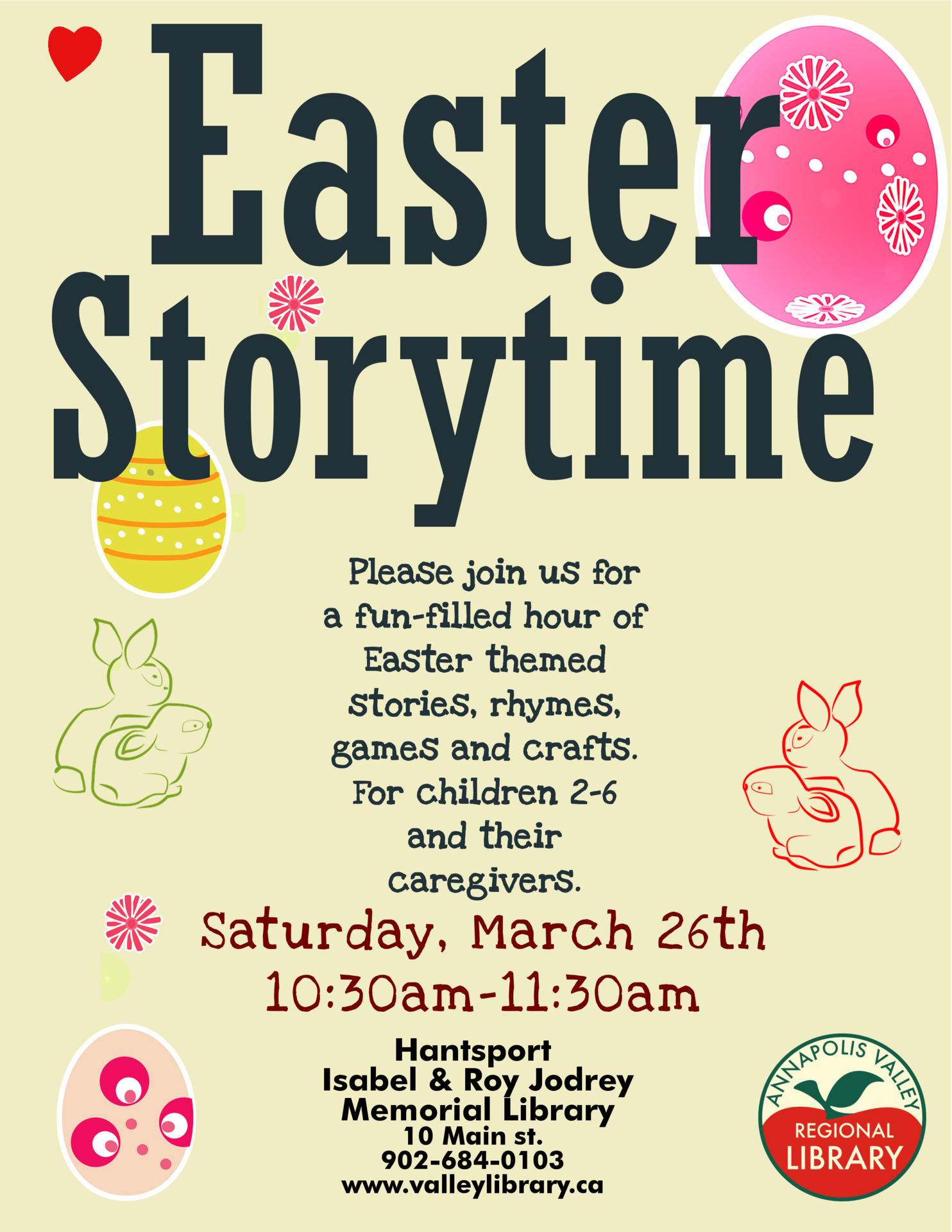Easter Storytime at Isabel & Roy Jodrey Memorial Library, Hantsport ...