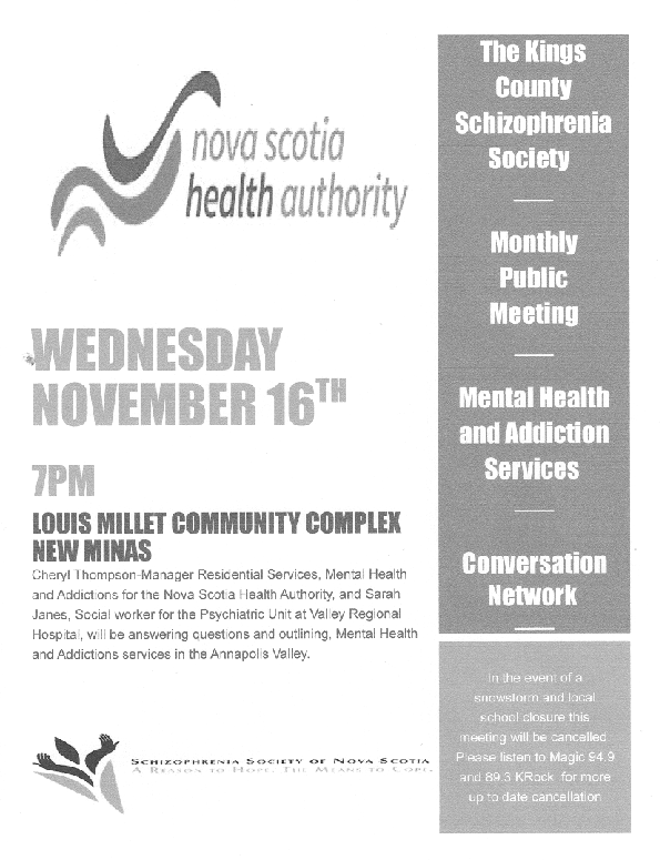Mental Health and Addictions Services in the Annapolis Valley at Louis ...