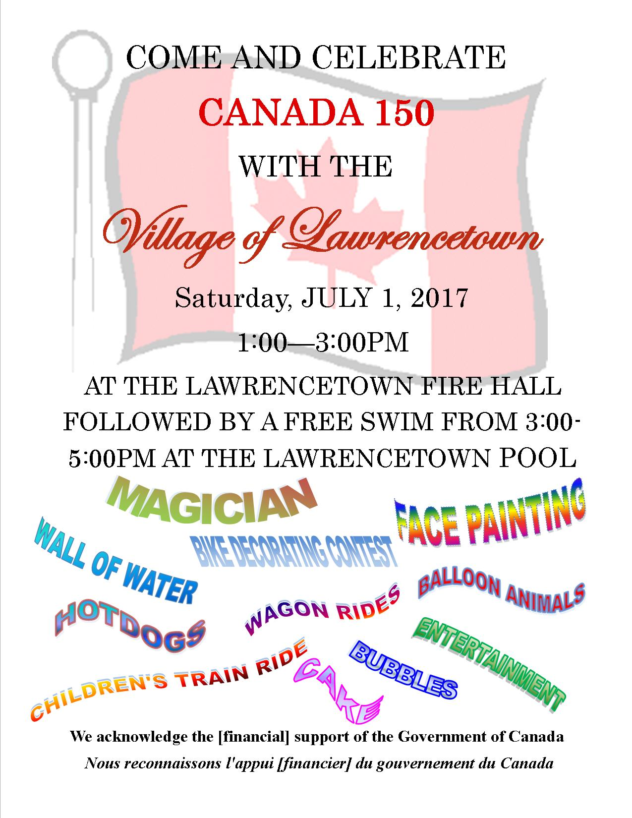 Canada 150 Celebrations at Fire Hall, Lawrencetown (July 1, 2017 1pm)