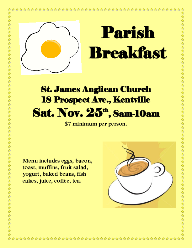 Parish Breakfast at St. James Anglican Church, Kentville (November 25 ...