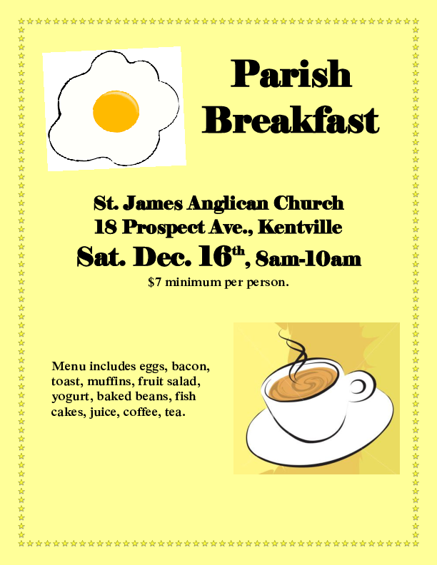 Parish Breakfast at St. James Anglican Church, Kentville (December 16 ...
