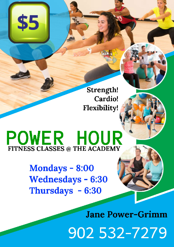 Power Hour Fitness Class at The Hub, Annapolis Royal (March 12, 2018 8pm)
