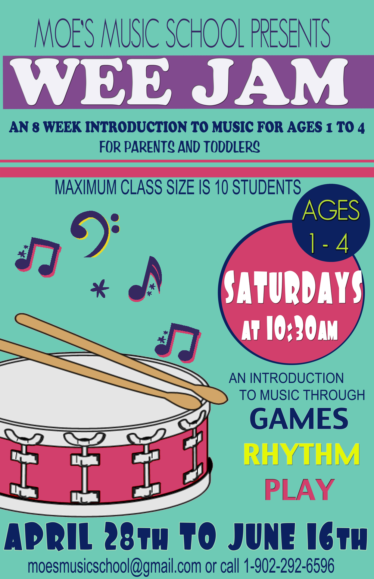 Wee Jam at Moe's Music School, Windsor (April 28, 2018 10:30am)