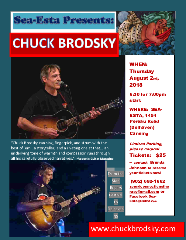 Chuck Brodsky at Sea-Esta, Delhaven (August 2, 2018 7pm)