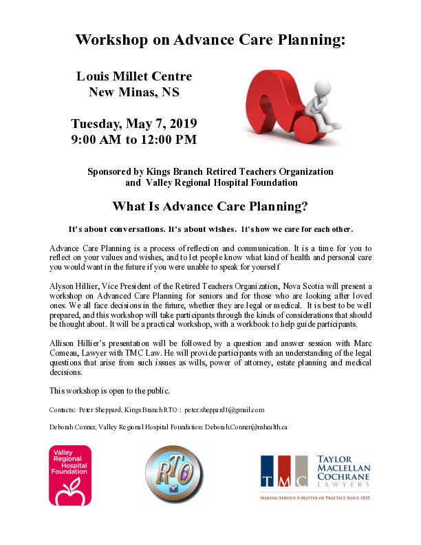 Workshop on Advance Care Planning at Louis Millett Community Complex ...