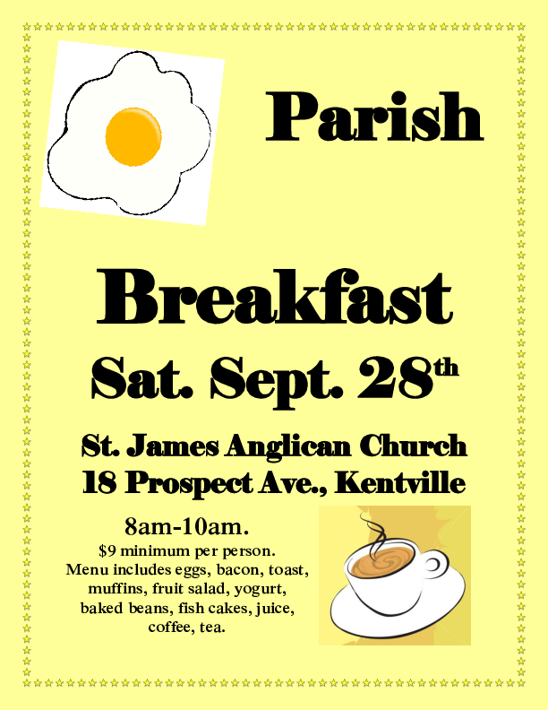 Parish Breakfast at St. James Anglican Church, Kentville (September 28 ...
