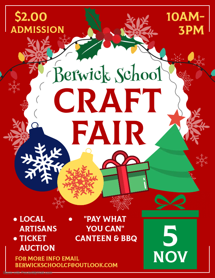Craft Fair at Berwick & District School, Berwick (November 5, 2022 10am)