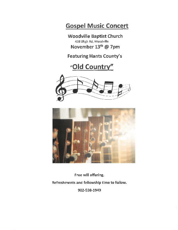 Gospel Music Concert at Baptist Church, Woodville (November 13, 2022 7pm)