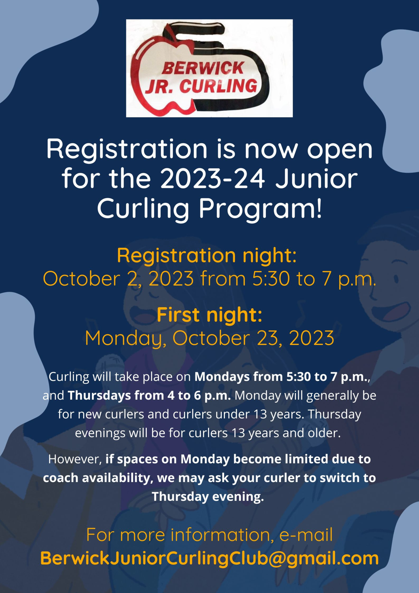 Junior Curling Program at Curling Club, Berwick (October 23, 2023 5:30pm)