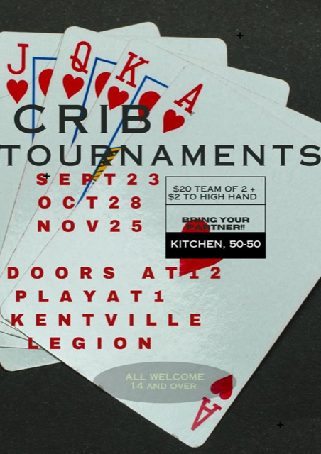 Crib Tournament at Royal Canadian Legion, Kentville (October 28, 2023 1pm)