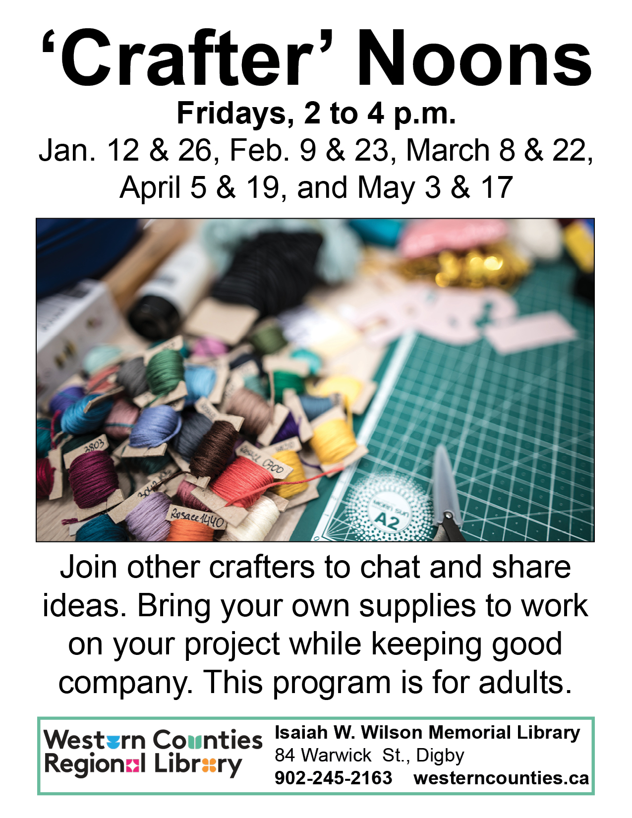 ‘Crafter’ Noons at Isaiah W. Wilson Memorial Library, Digby (January 12 ...