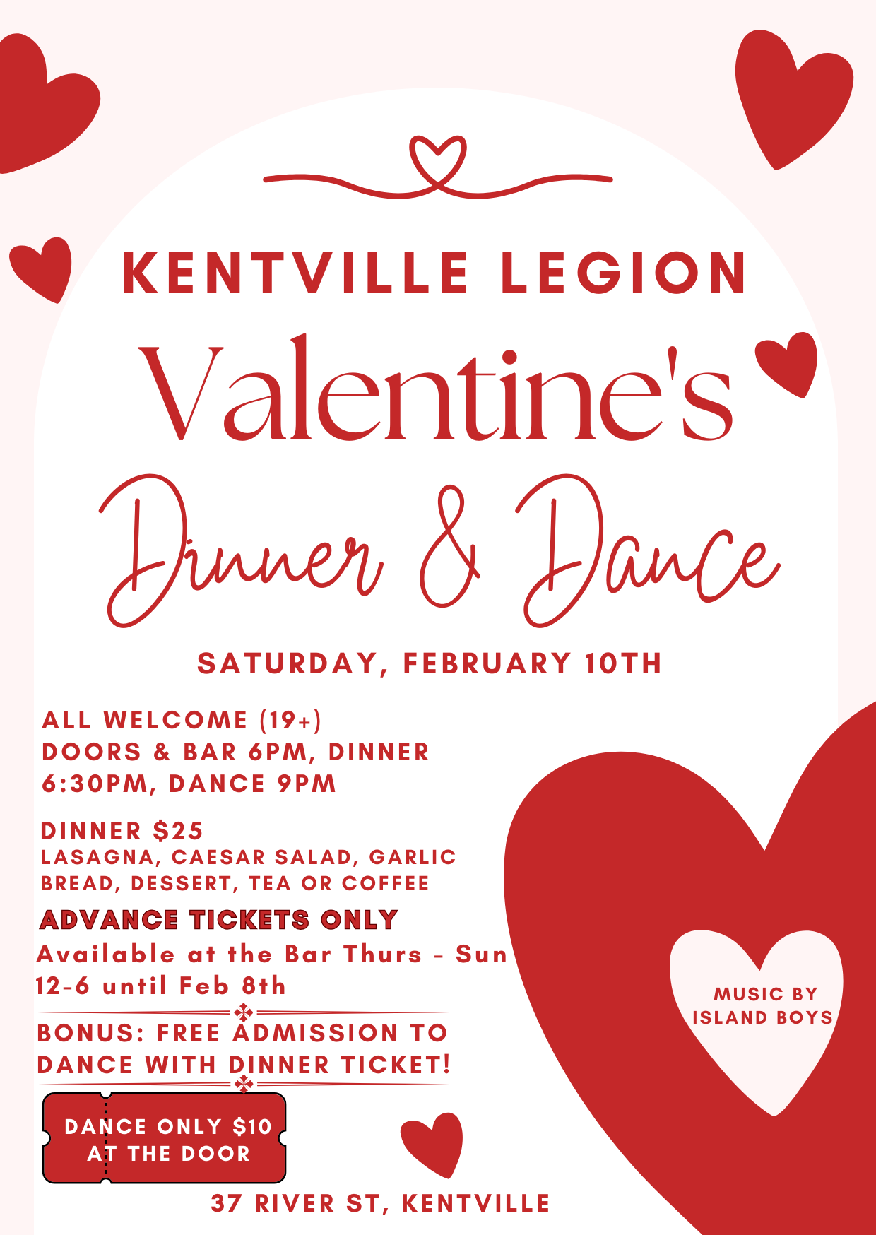 Valentine's Dinner & Dance at Royal Canadian Legion, Kentville ...