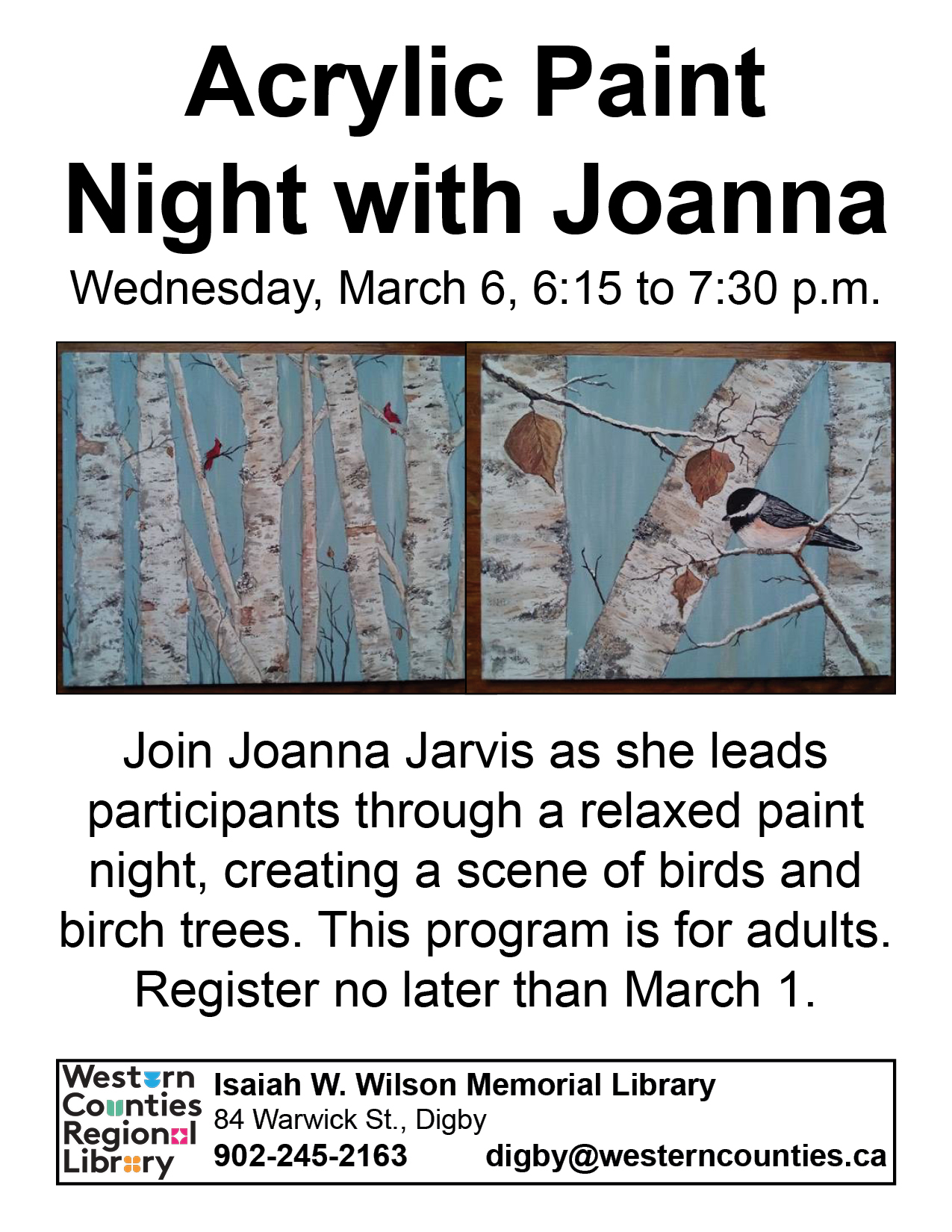 Acrylic Paint Night with Joanna at Isaiah W. Wilson Memorial Library ...