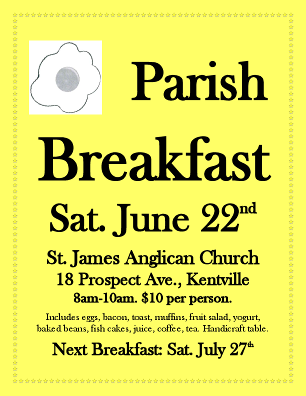Parish Breakfast at St. James Anglican Church, Kentville (June 22, 2024 ...