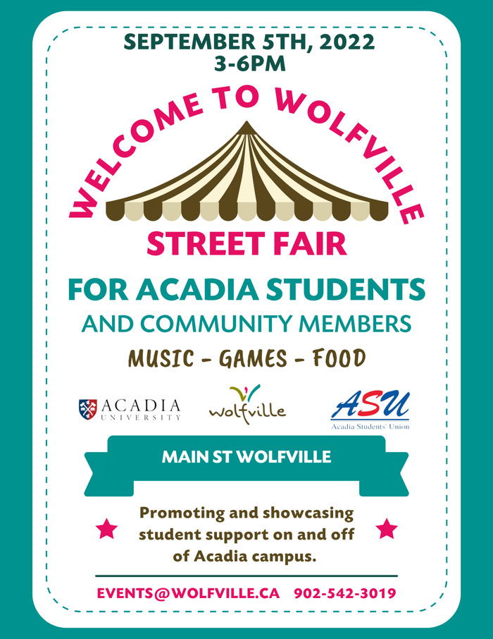 Wolfville Street Fair at Downtown, Wolfville (September 5, 2022 3pm)